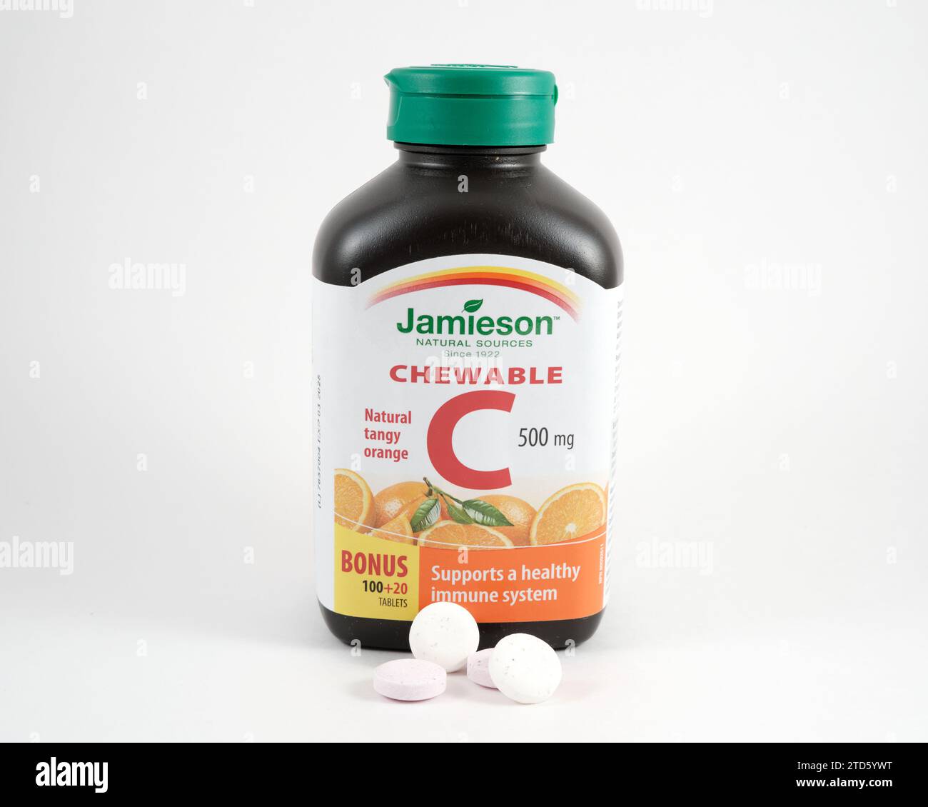 Jamieson, Chewable Natural tangy Orange Vitamin C bottle Stock Photo ...