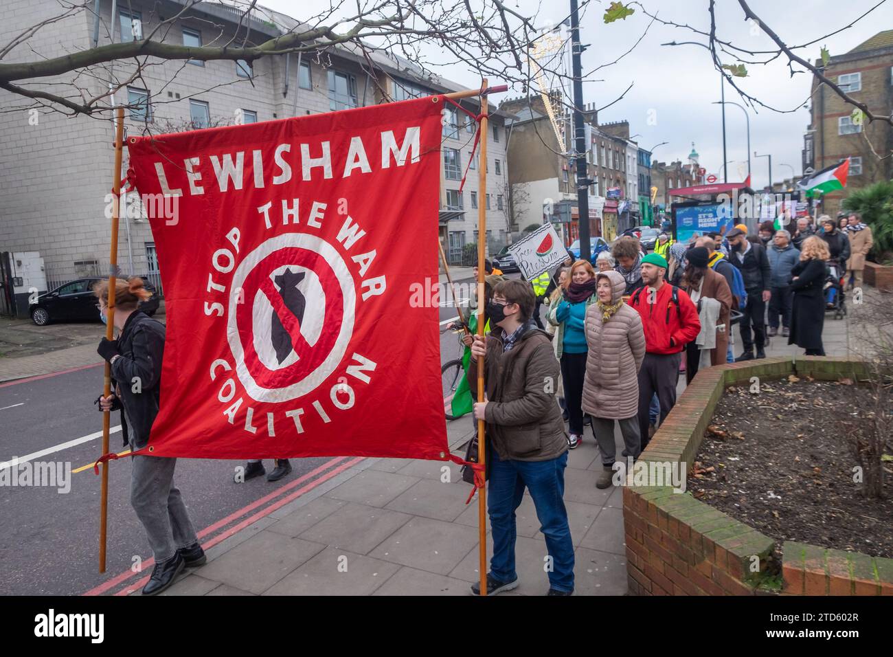 London, UK. 16 Dec 2023. The Gaza Ceasefire Now! march in Lewisham was ...