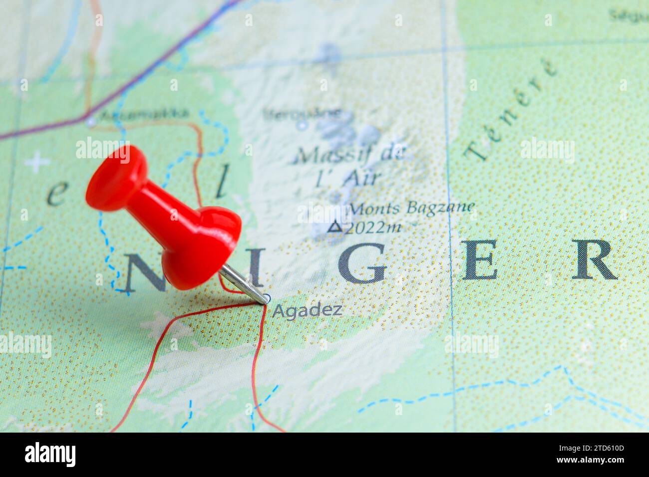 Agadez, Niger pin on map Stock Photo - Alamy