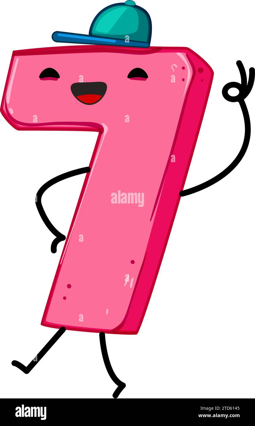 funny number character cartoon vector illustration Stock Vector Image ...