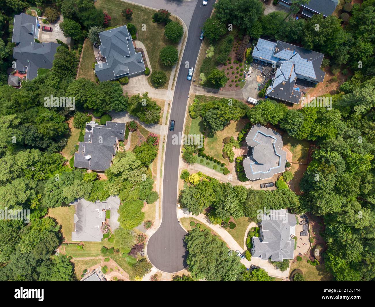 drone images of suburban single family home subdivisions in the united ...
