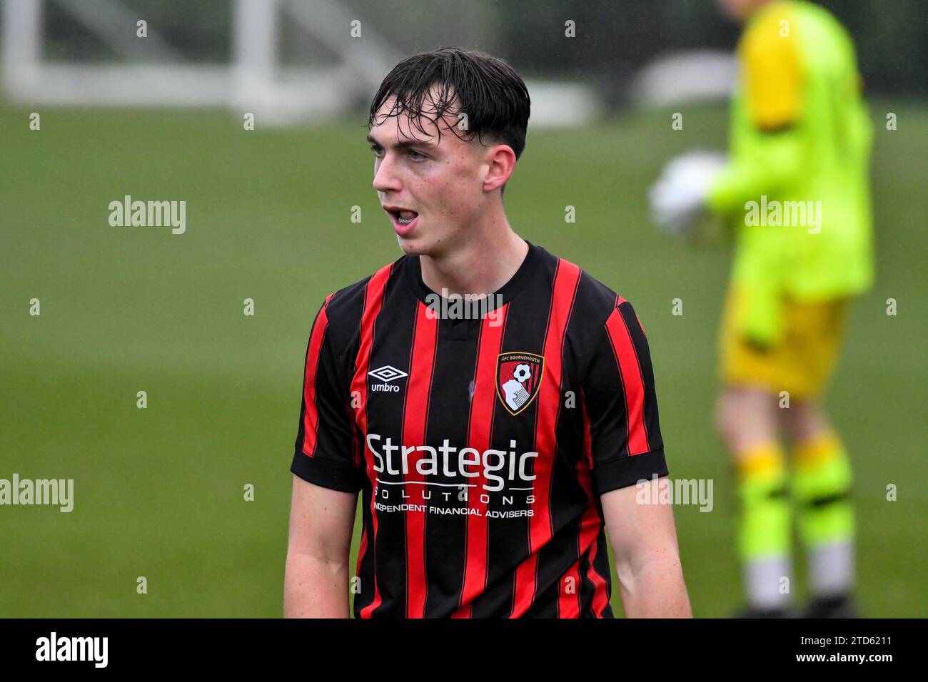 Landore, Swansea, Wales. 16 December 2023. Jack Holman of AFC ...