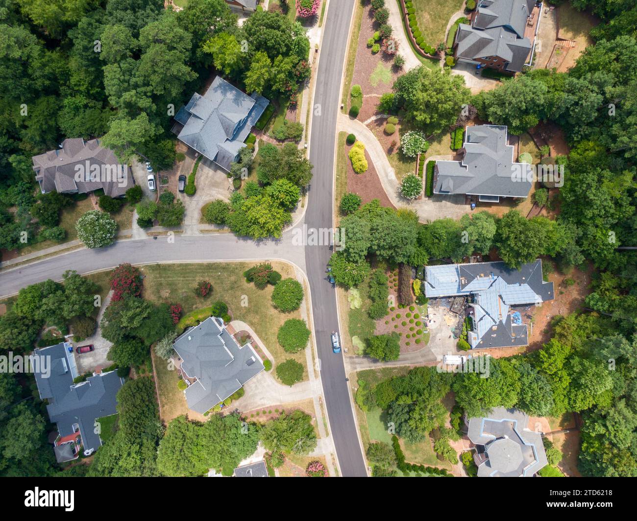 drone images of suburban single family home subdivisions in the united ...