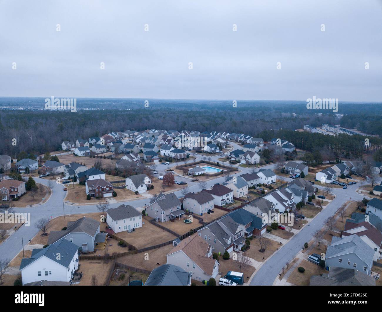 drone images of suburban single family home subdivisions in the united ...