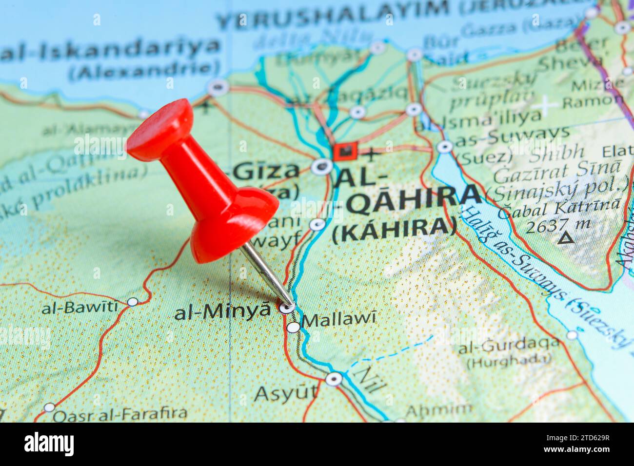 al Minya, Egypt pin on map Stock Photo - Alamy