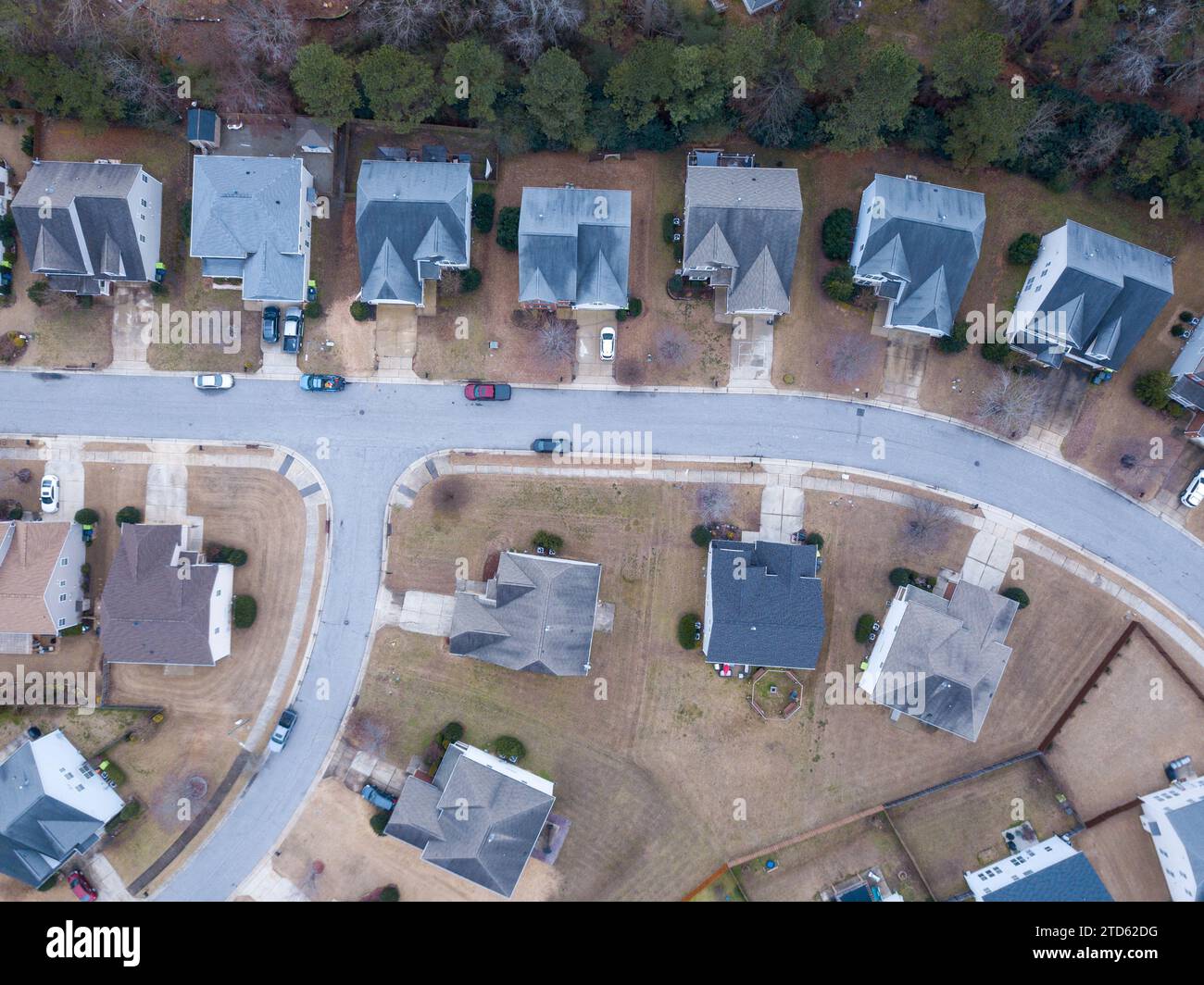 drone images of suburban single family home subdivisions in the united ...