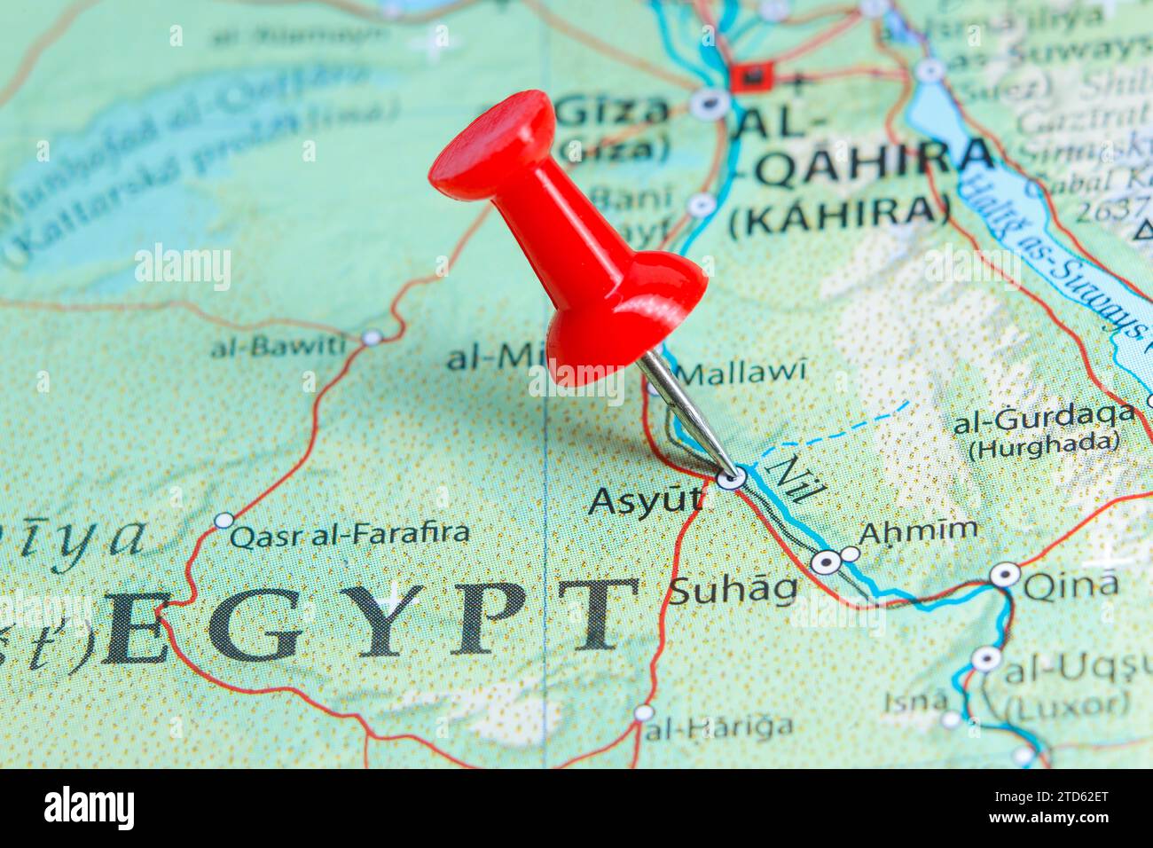 Asyut, Egypt pin on map Stock Photo - Alamy