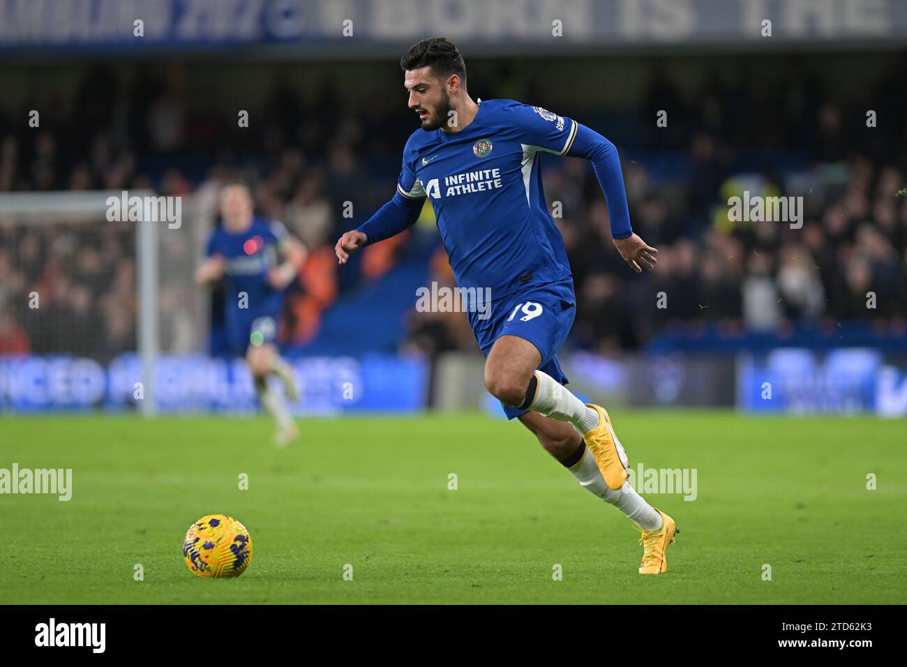 London, UK. 16th Dec, 2023. Armando Broja of Chelsea during the Chelsea ...