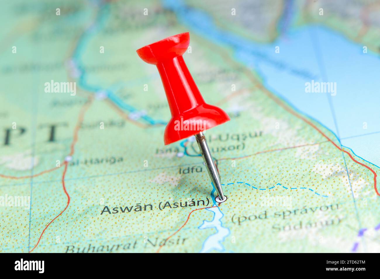 Aswan, Egypt pin on map. Asuan Stock Photo - Alamy