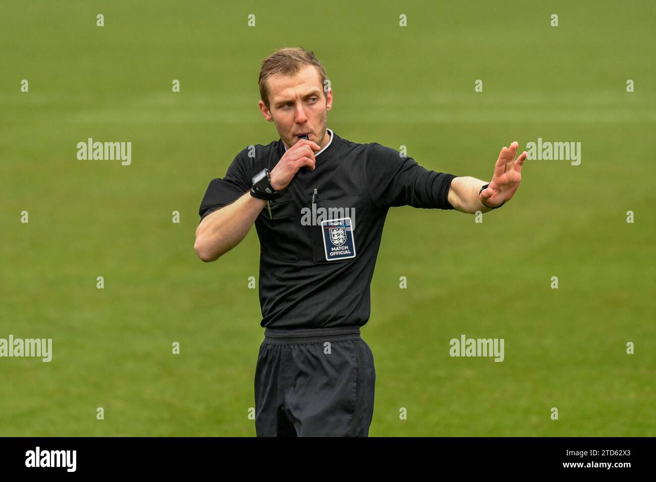 Landore, Swansea, Wales. 16 December 2023. Match Referee Jake Woolley ...