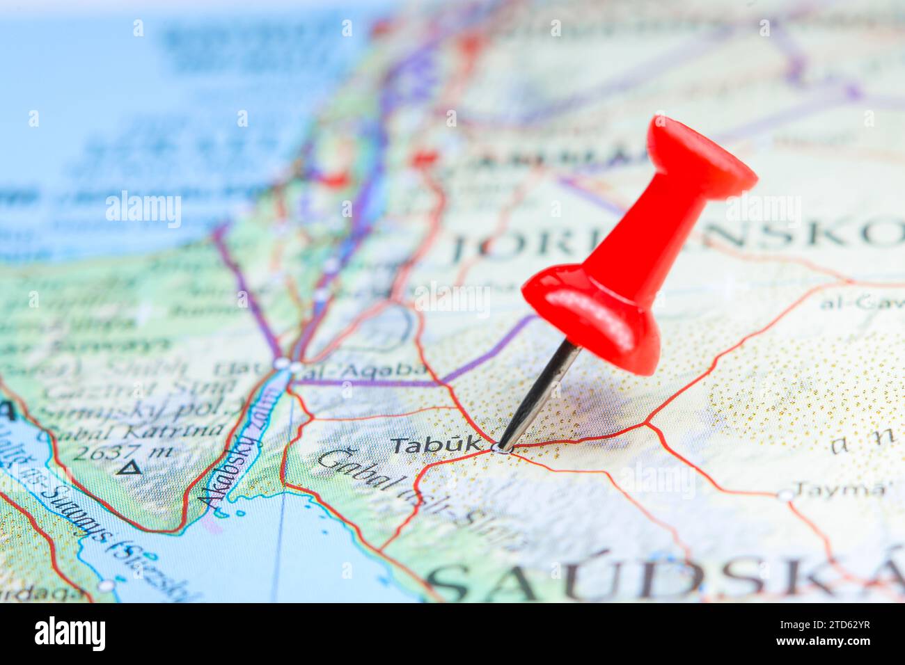 Tabúk, Saudi Arabia pin on map Stock Photo - Alamy