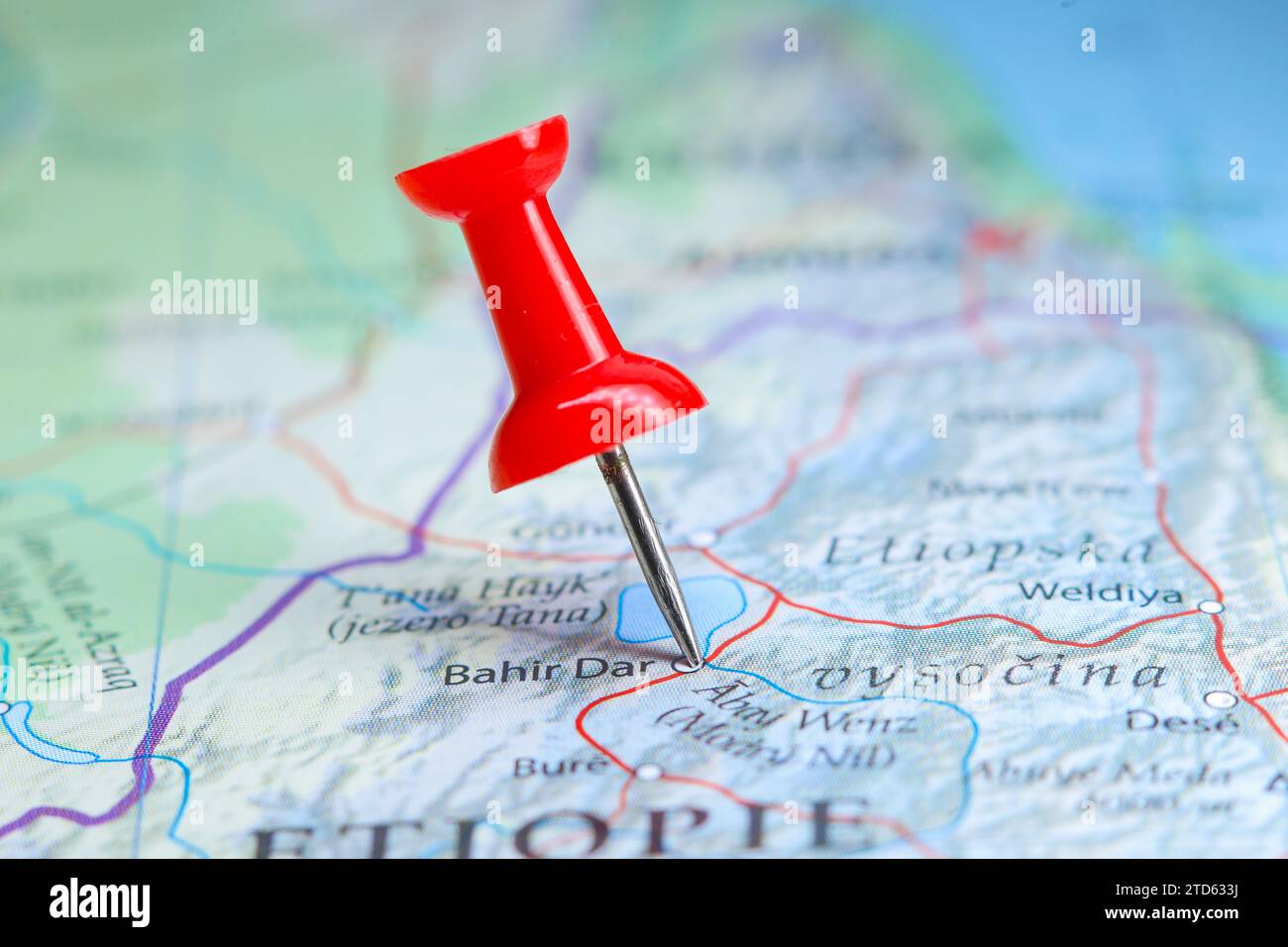 Bahir Dar, Ethiopia pin on map Stock Photo - Alamy