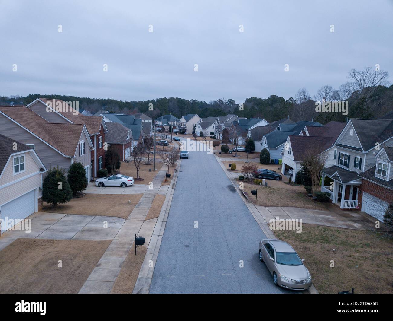 drone images of suburban single family home subdivisions in the united ...