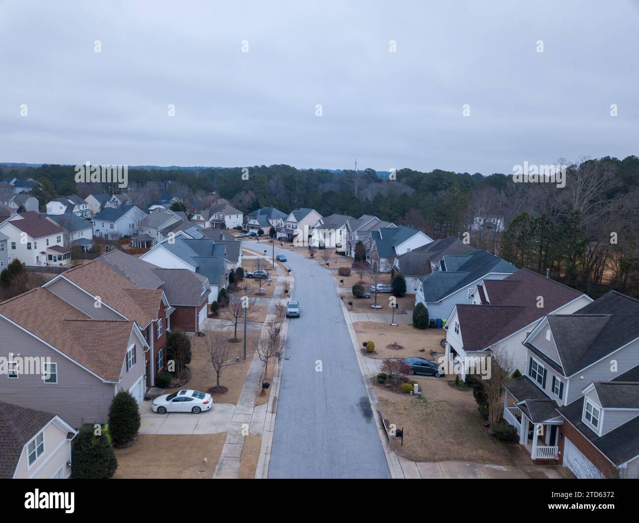 drone images of suburban single family home subdivisions in the united ...