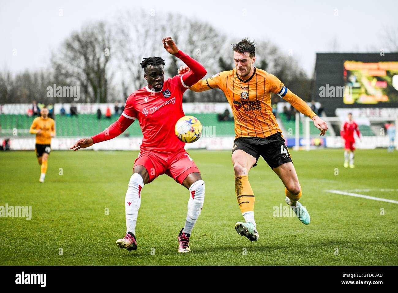 Newport, UK, 16th December 2023. Arthur Gnahoua during the Sky Bet EFL League Two football match ...