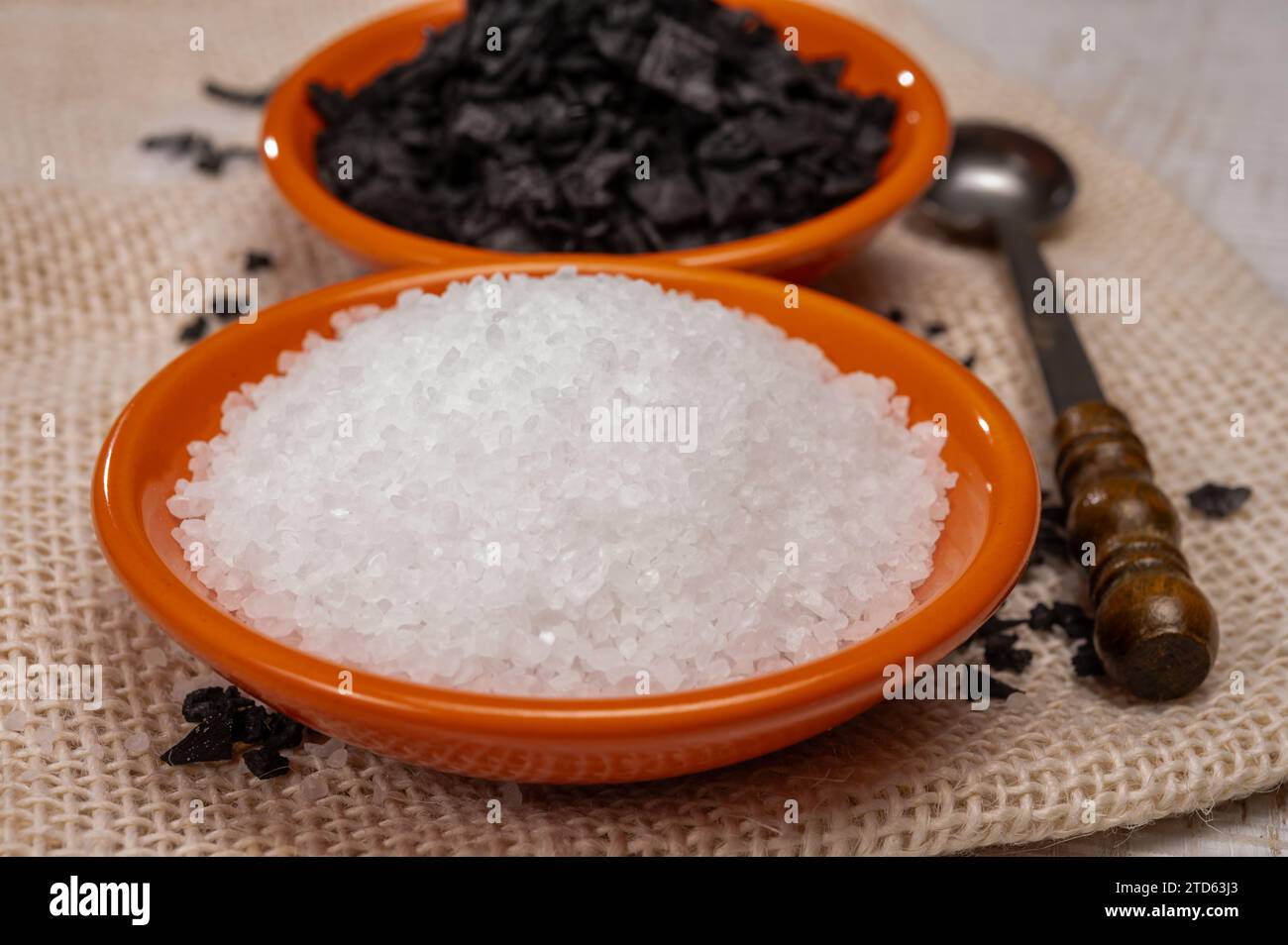 Black and white Mediterranean sea salt close up, Cyprus Black Salt ...