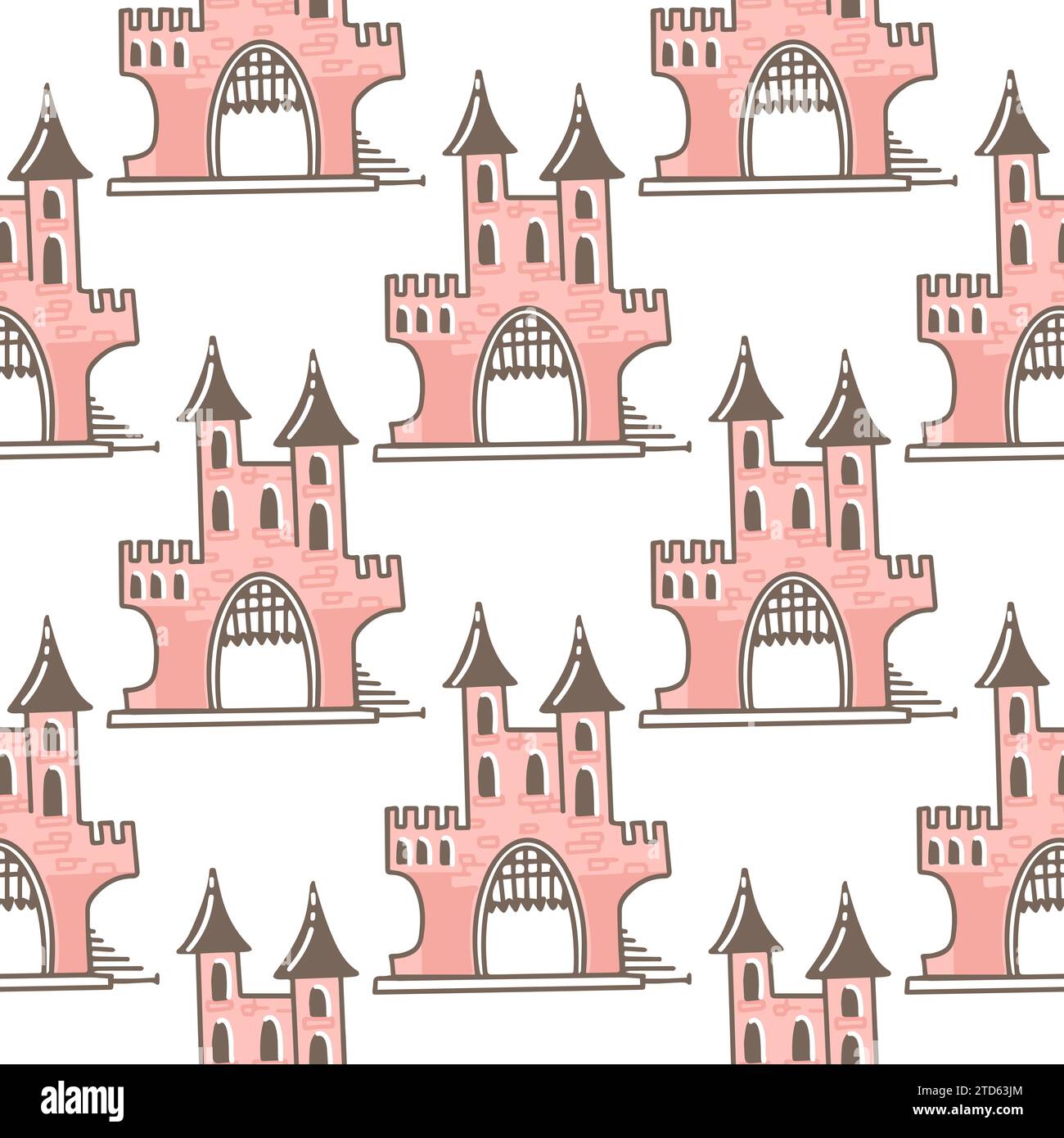 Pink cute castle vector illustration Stock Vector Image & Art - Alamy