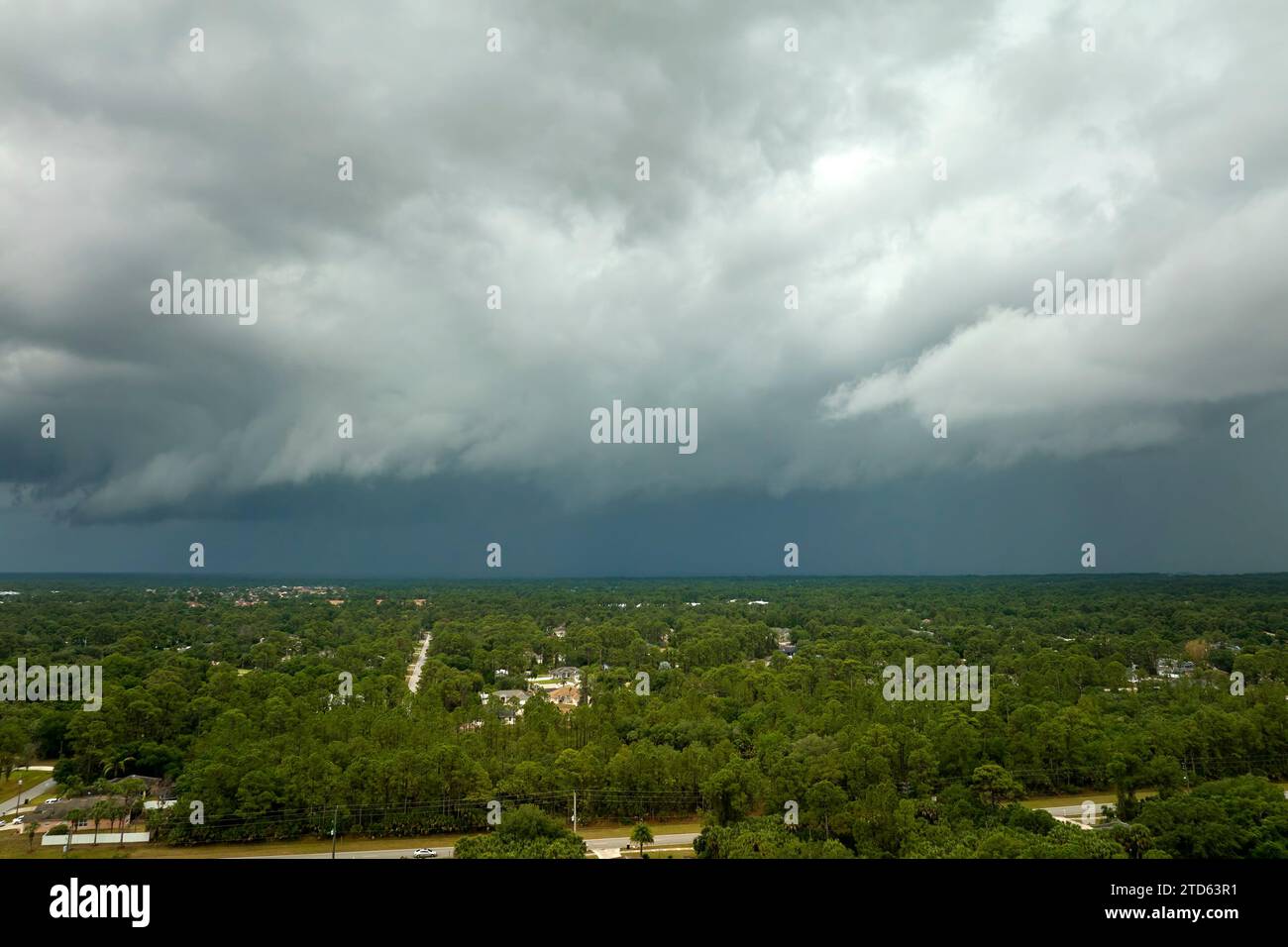 Landscape of dark ominous clouds forming on stormy sky before heavy ...