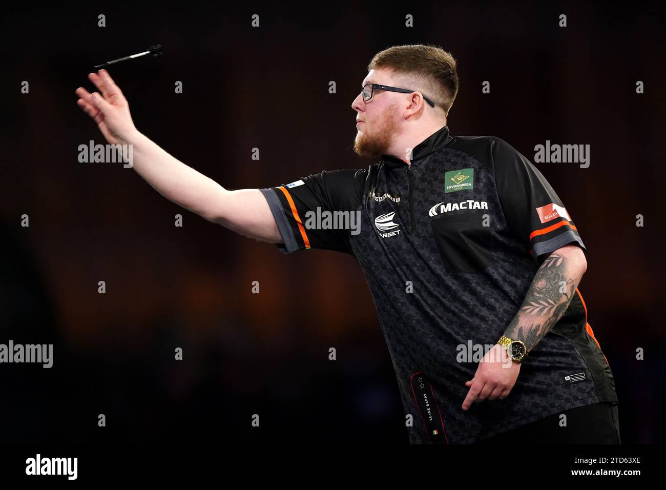 Keane Barry in action against Reynaldo Rivera (not pictured) on day two ...