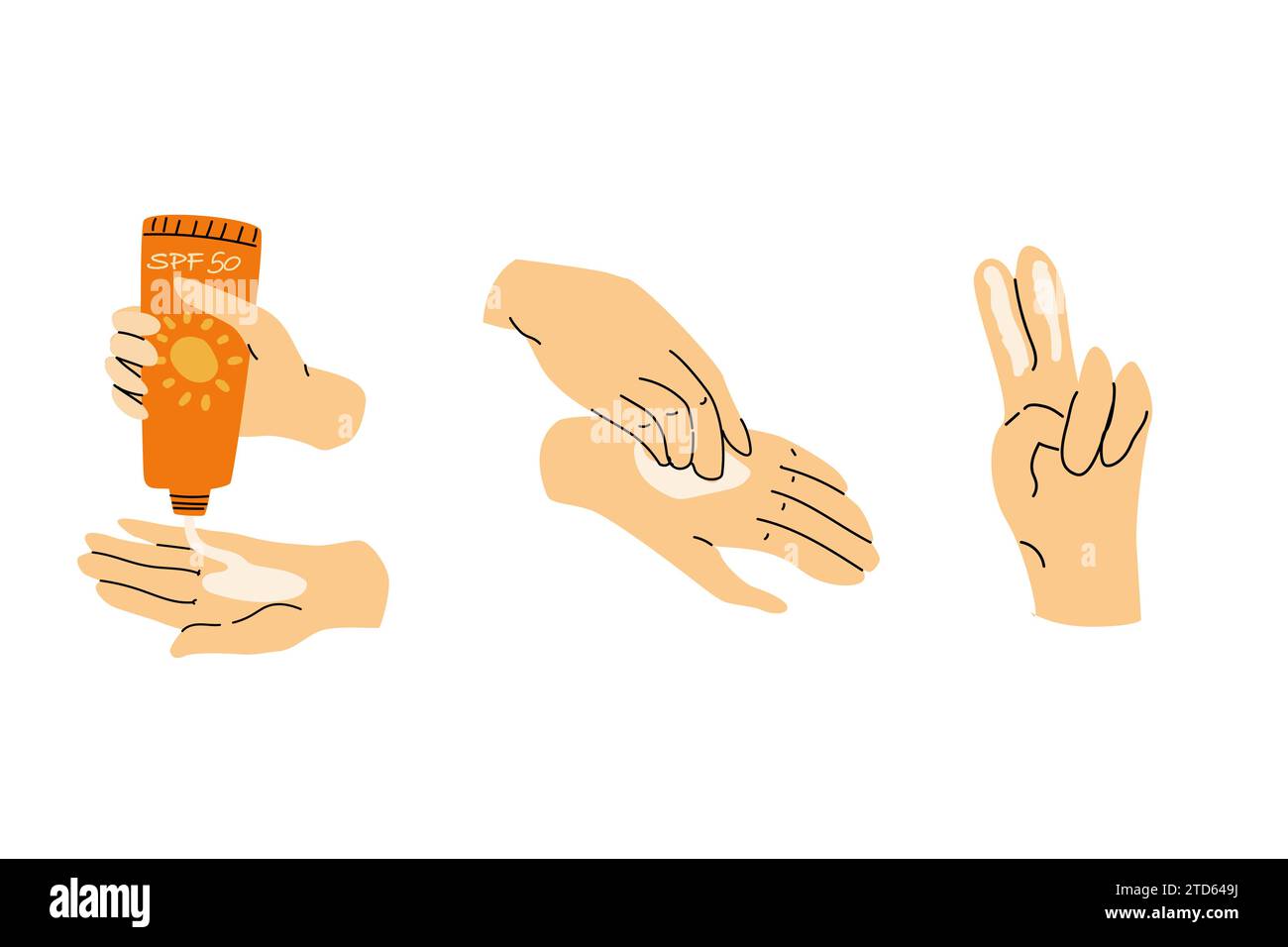 Woman apply sun cream hand Stock Vector Images - Alamy
