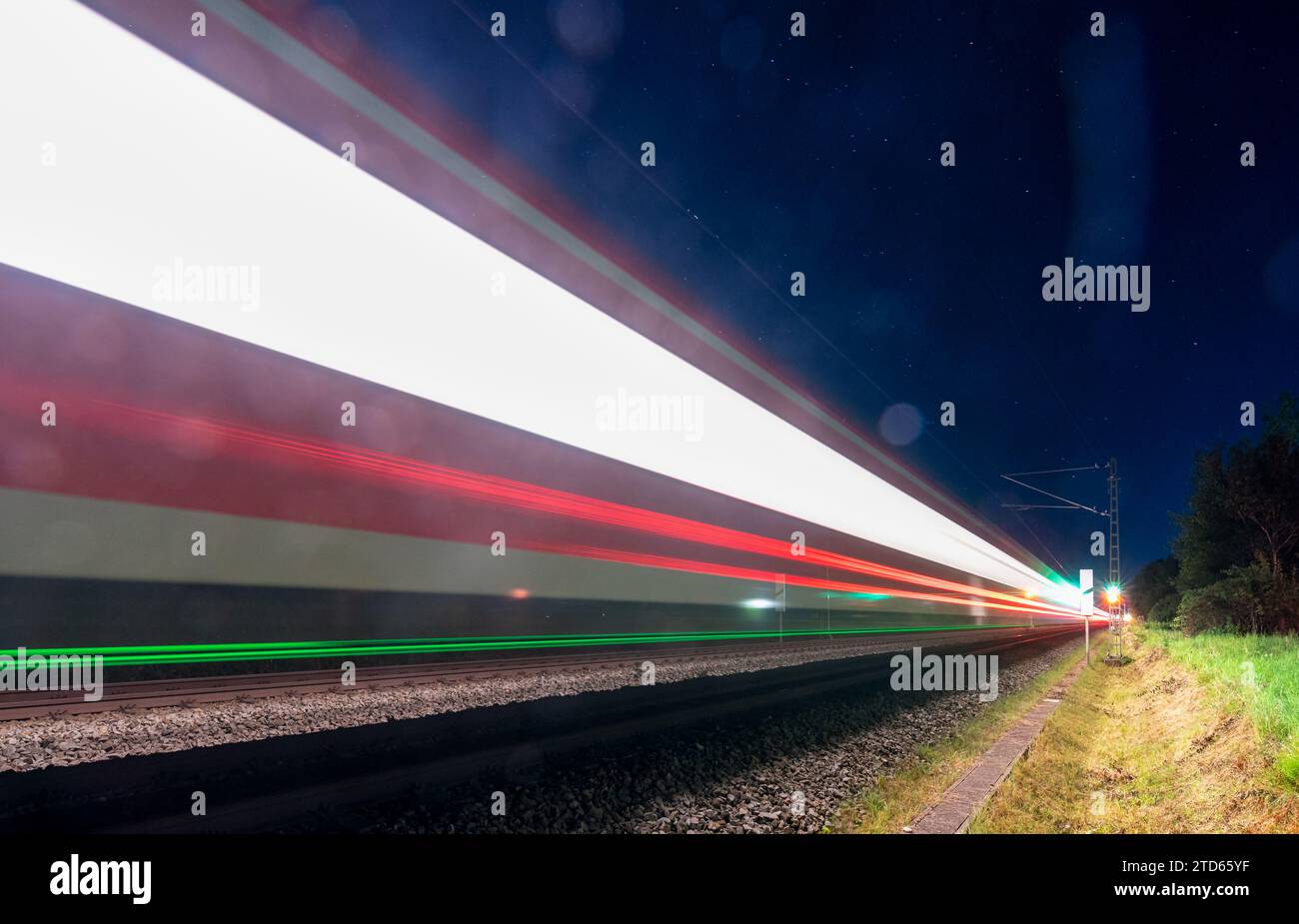 Light trails of a train, concept for high-speed under the stars Stock ...