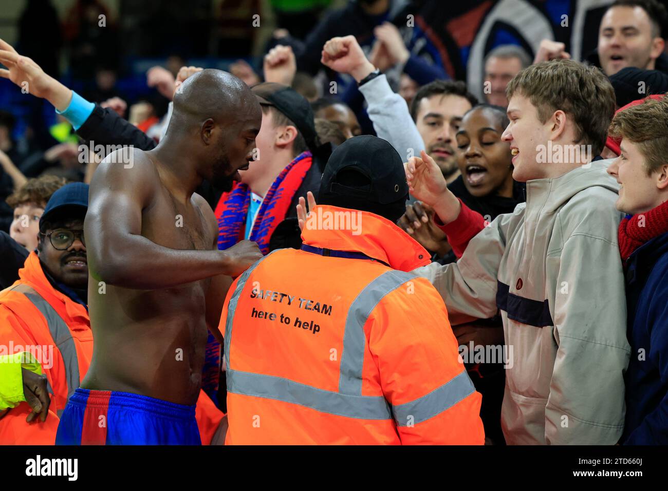Jean-Philippe Mateta #14 of Crystal Palace gives his shirt to a fan at ...