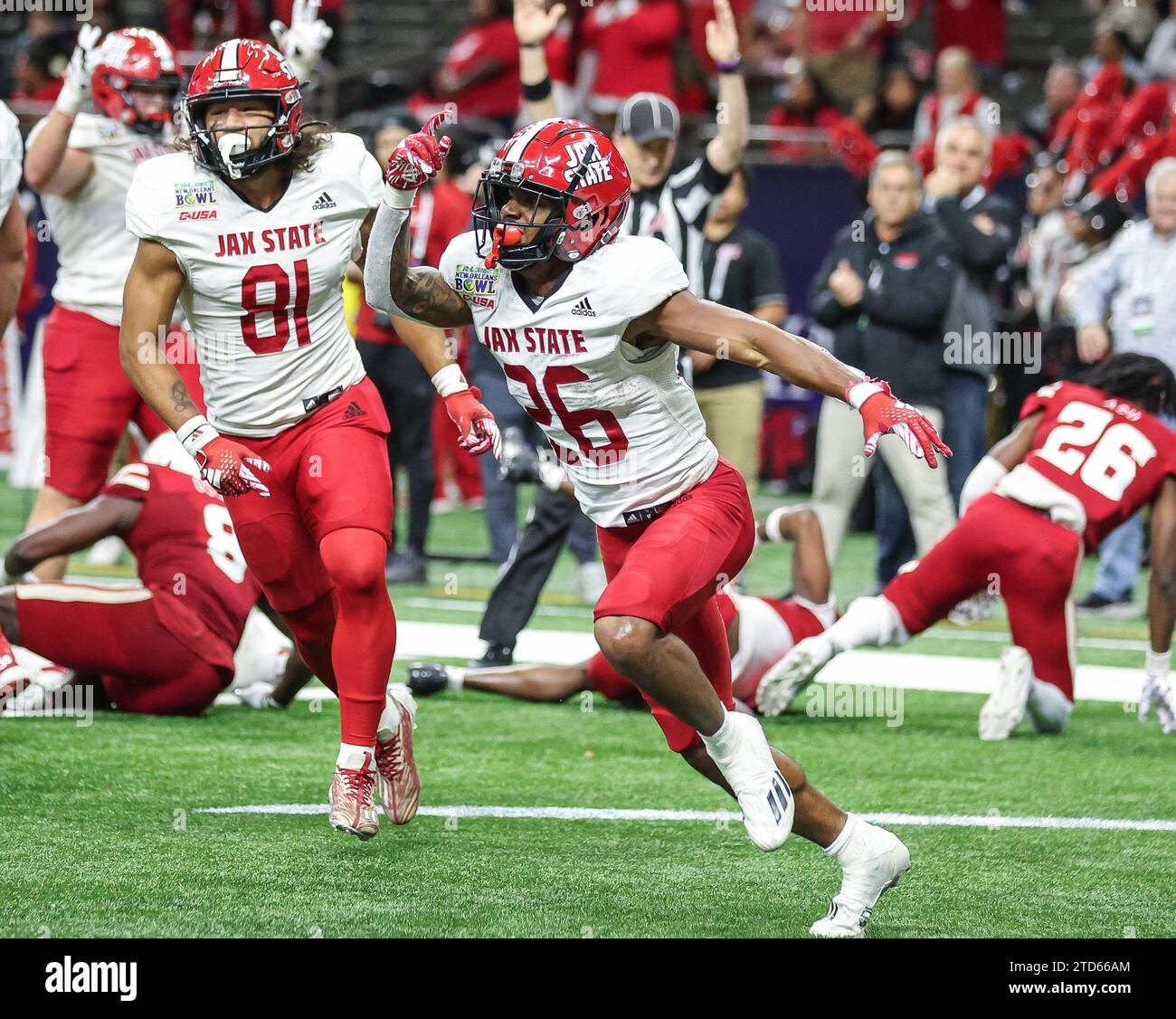 December 16, 2023: Jax State's Ron Wiggins (26) celebrates after ...