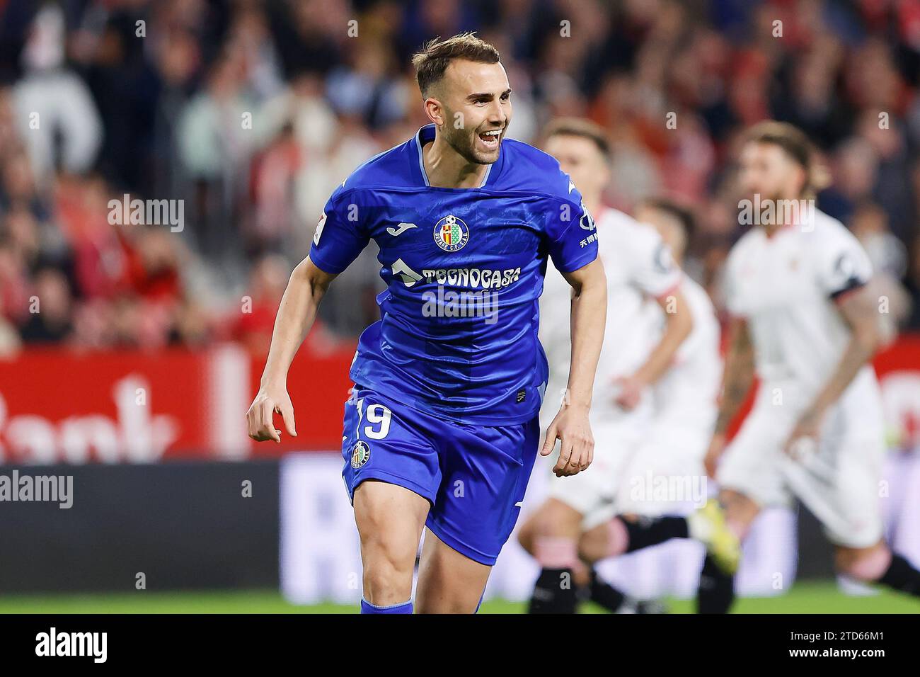 Seville, Spain. 16th Dec, 2023. Borja Mayoral (19) of Getafe scores for ...