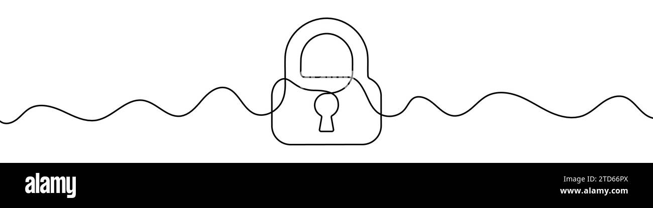 Continuous editable line drawing of padlock. One line drawing ...