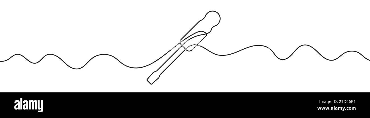 Continuous editable line drawing of screwdriver. One line drawing ...