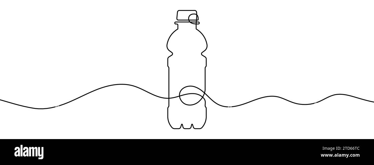 Continuous editable line drawing of bottle. One line drawing background ...