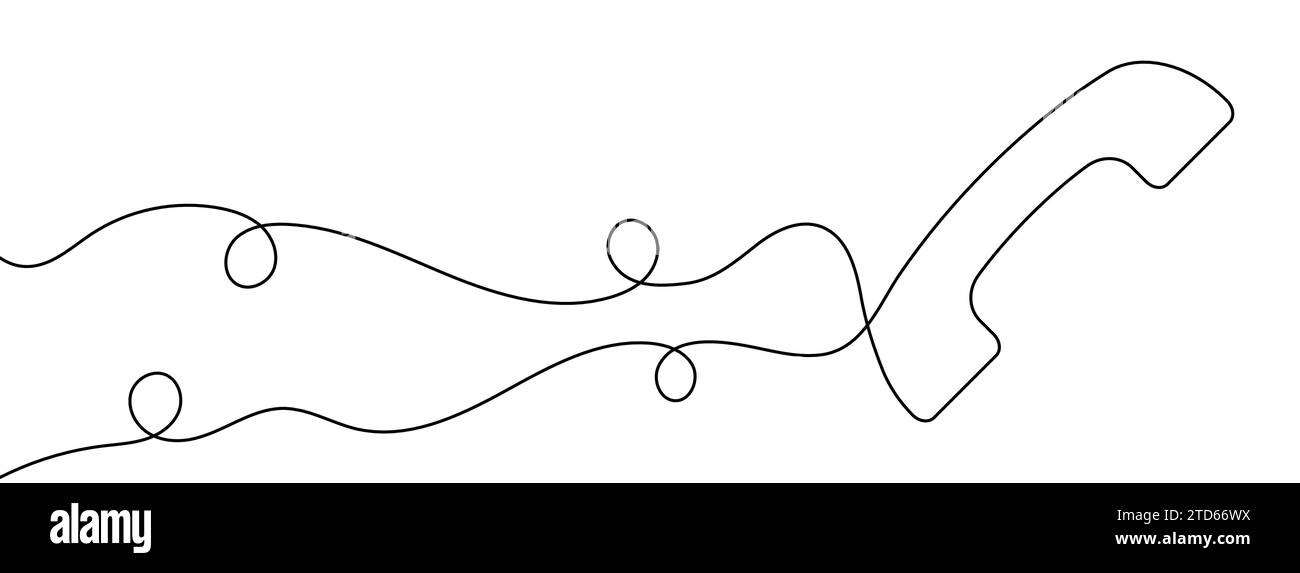 Continuous editable line drawing of handset. One line drawing ...