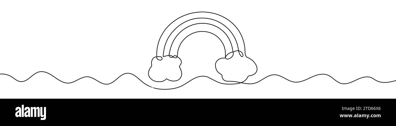 Continuous editable line drawing of rainbow. One line drawing ...