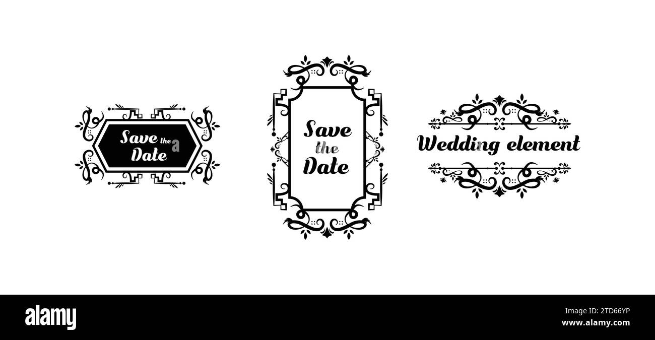 Set of decorative vintage wedding frame set isolated Stock Vector Image ...