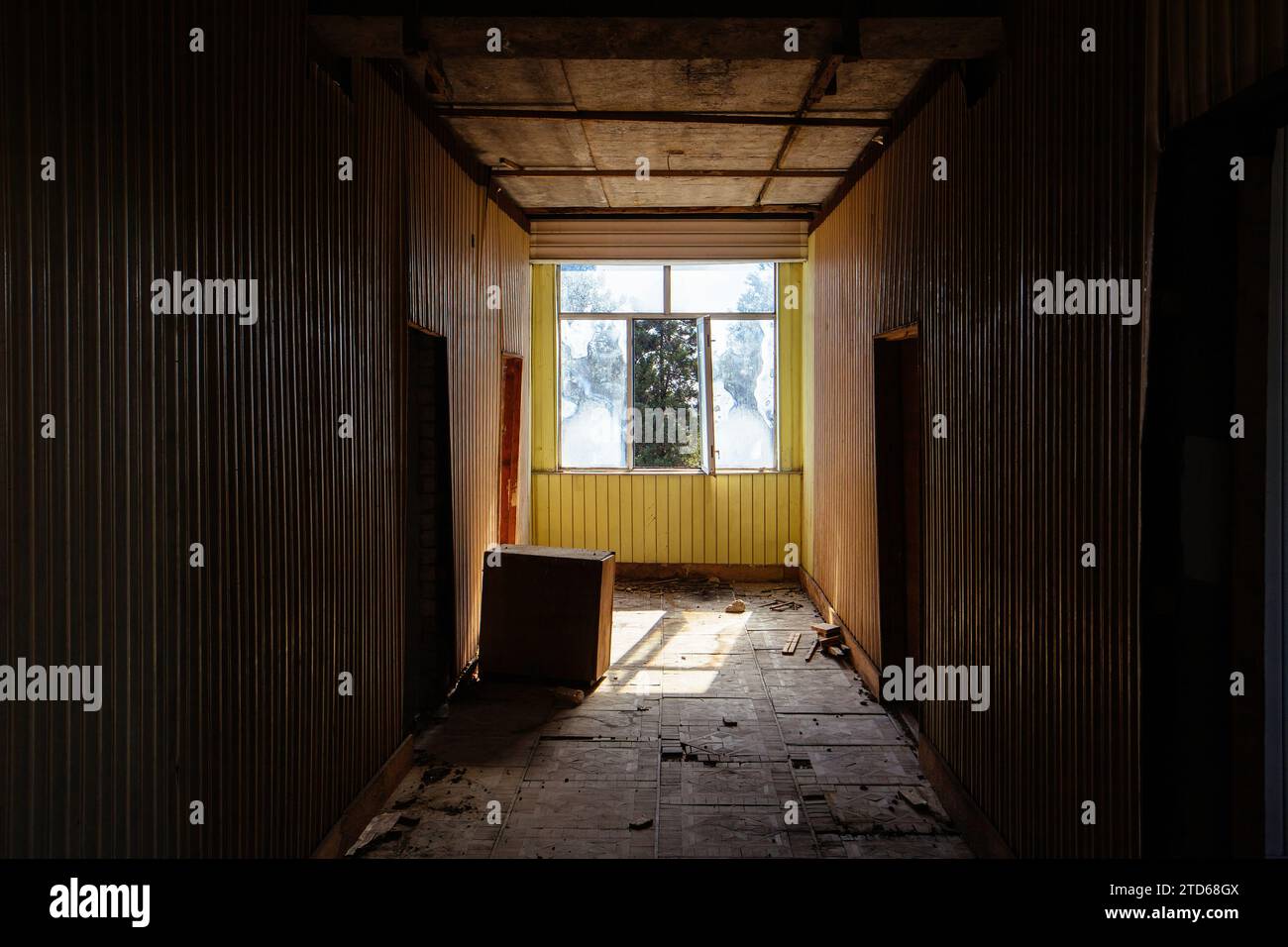 Dark corridor of old school or institute Stock Photo - Alamy