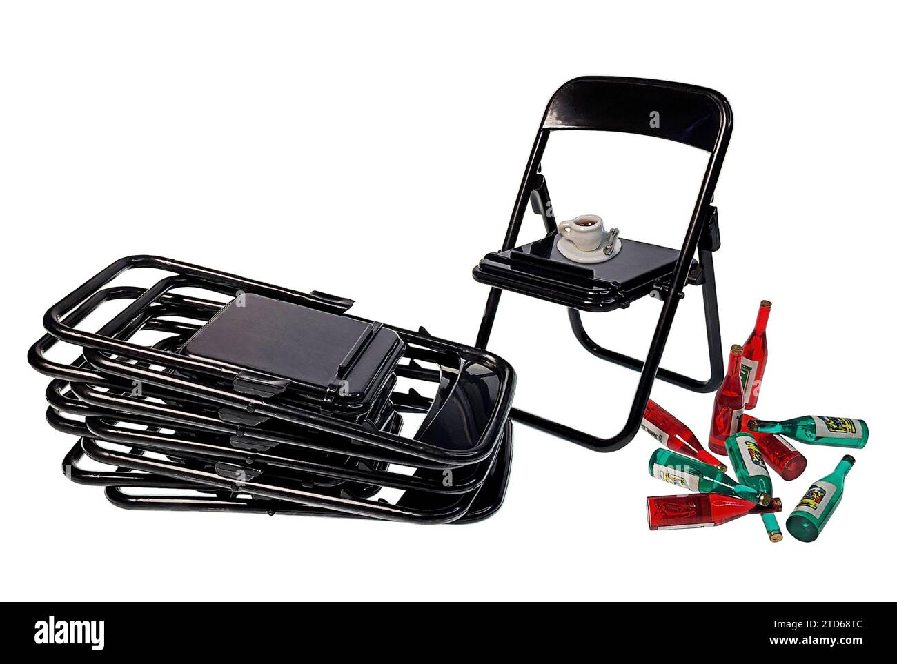 Falling off the wagon with a set of Black Folding chairs with coffee ...