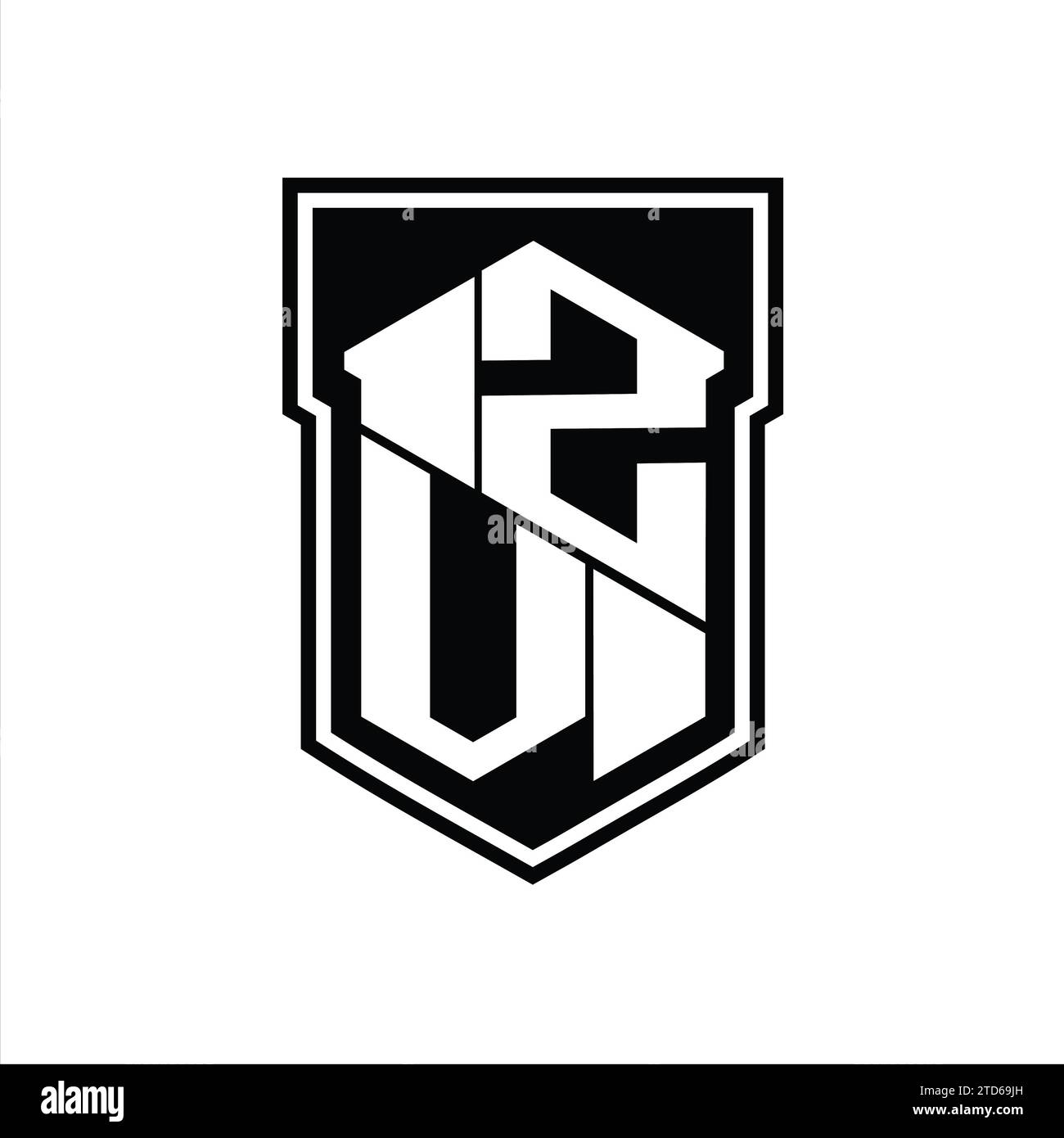 ZV Letter Logo monogram hexagon geometric up and down inside shield isolated style design ...