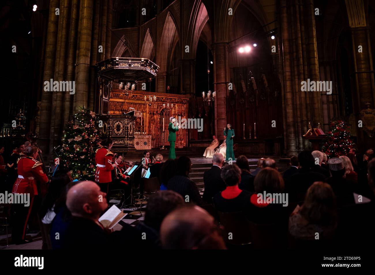 Adam Lambert and Beverley Knight perform during the Royal Carols ...