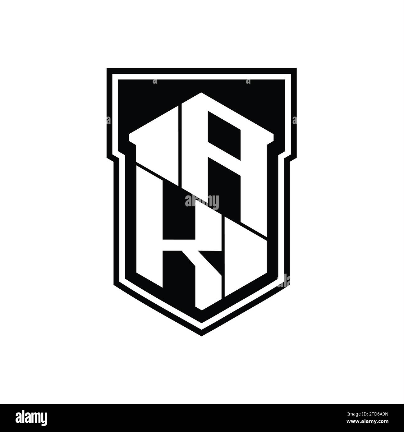 AK Letter Logo monogram hexagon geometric up and down inside shield isolated style design ...