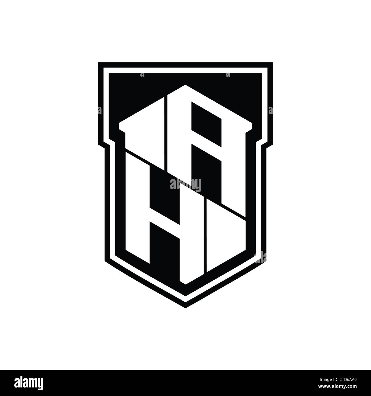 AH Letter Logo monogram hexagon geometric up and down inside shield ...