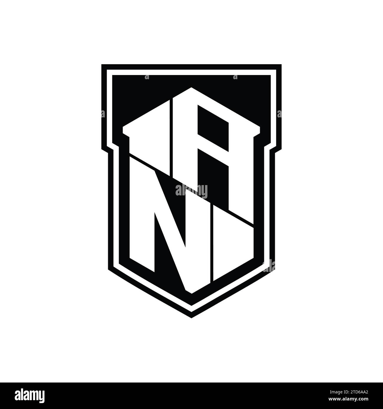 AN Letter Logo monogram hexagon geometric up and down inside shield isolated style design ...