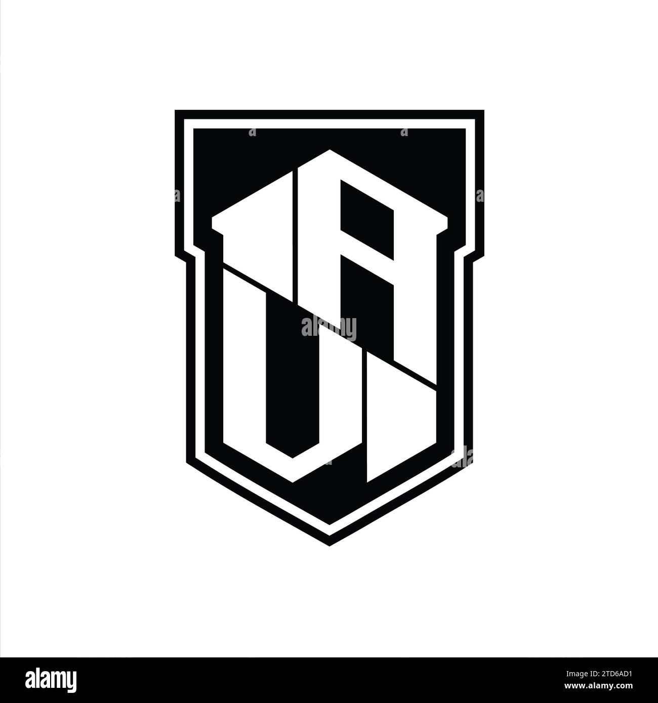 AV Letter Logo monogram hexagon geometric up and down inside shield isolated style design ...