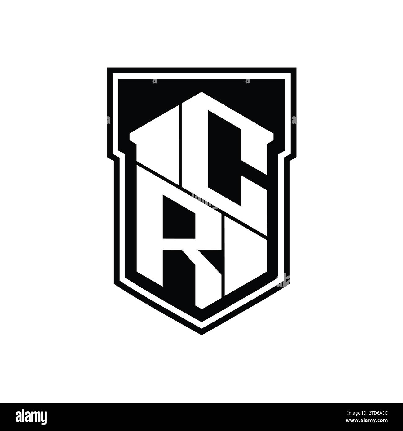 CR Letter Logo monogram hexagon geometric up and down inside shield ...