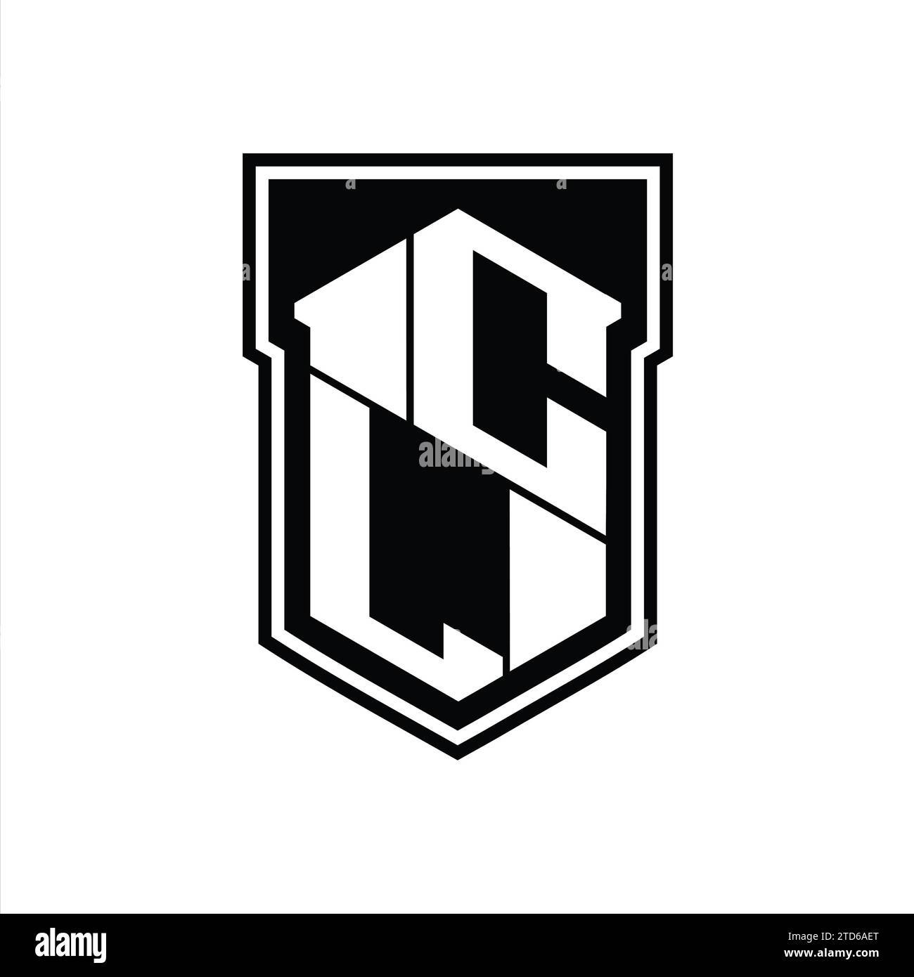 CL Letter Logo monogram hexagon geometric up and down inside shield isolated style design ...