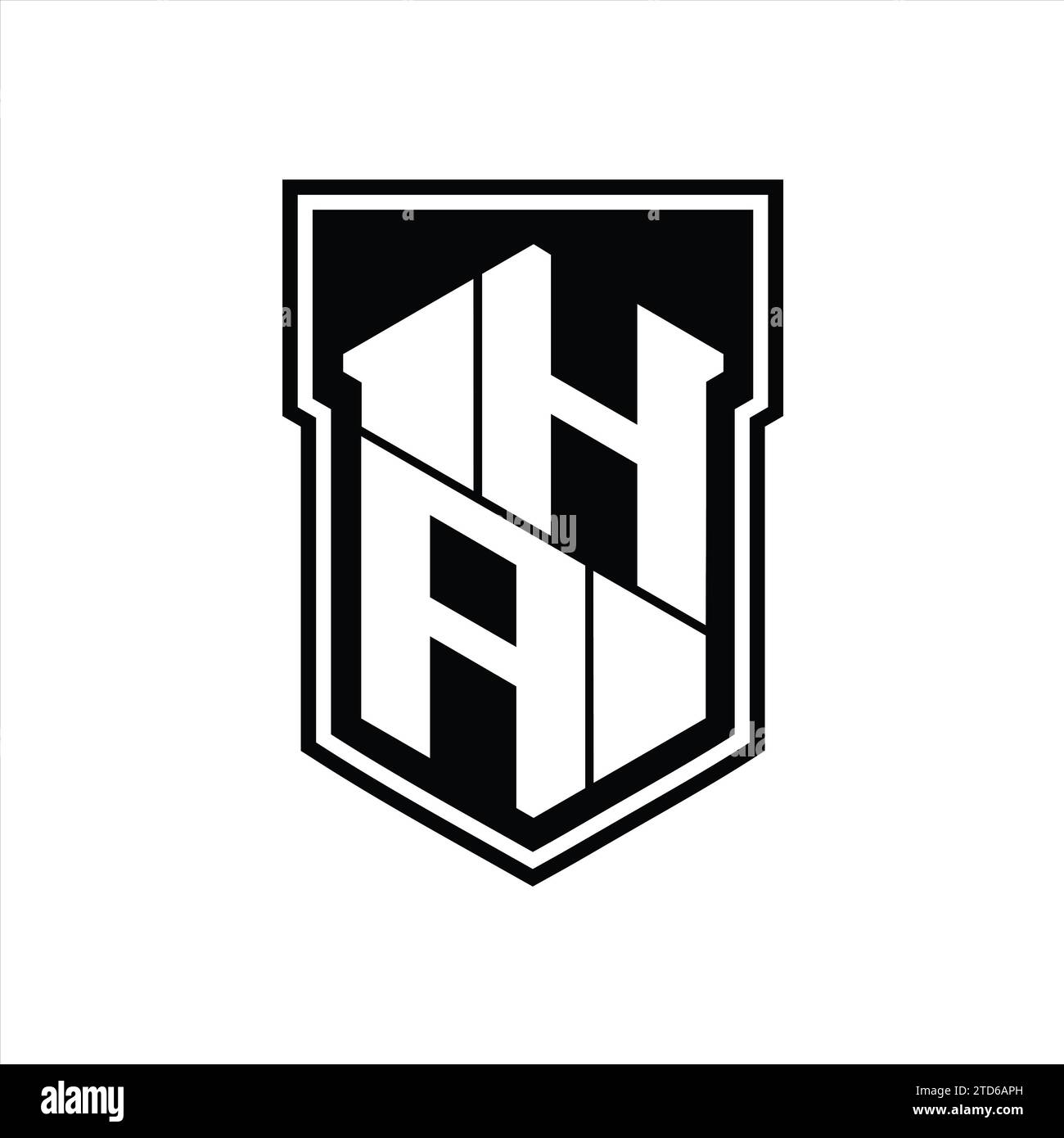HA Letter Logo monogram hexagon geometric up and down inside shield isolated style design ...