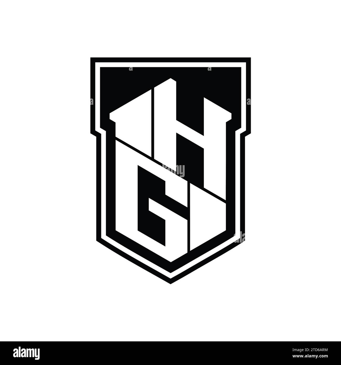HG Letter Logo monogram hexagon geometric up and down inside shield ...