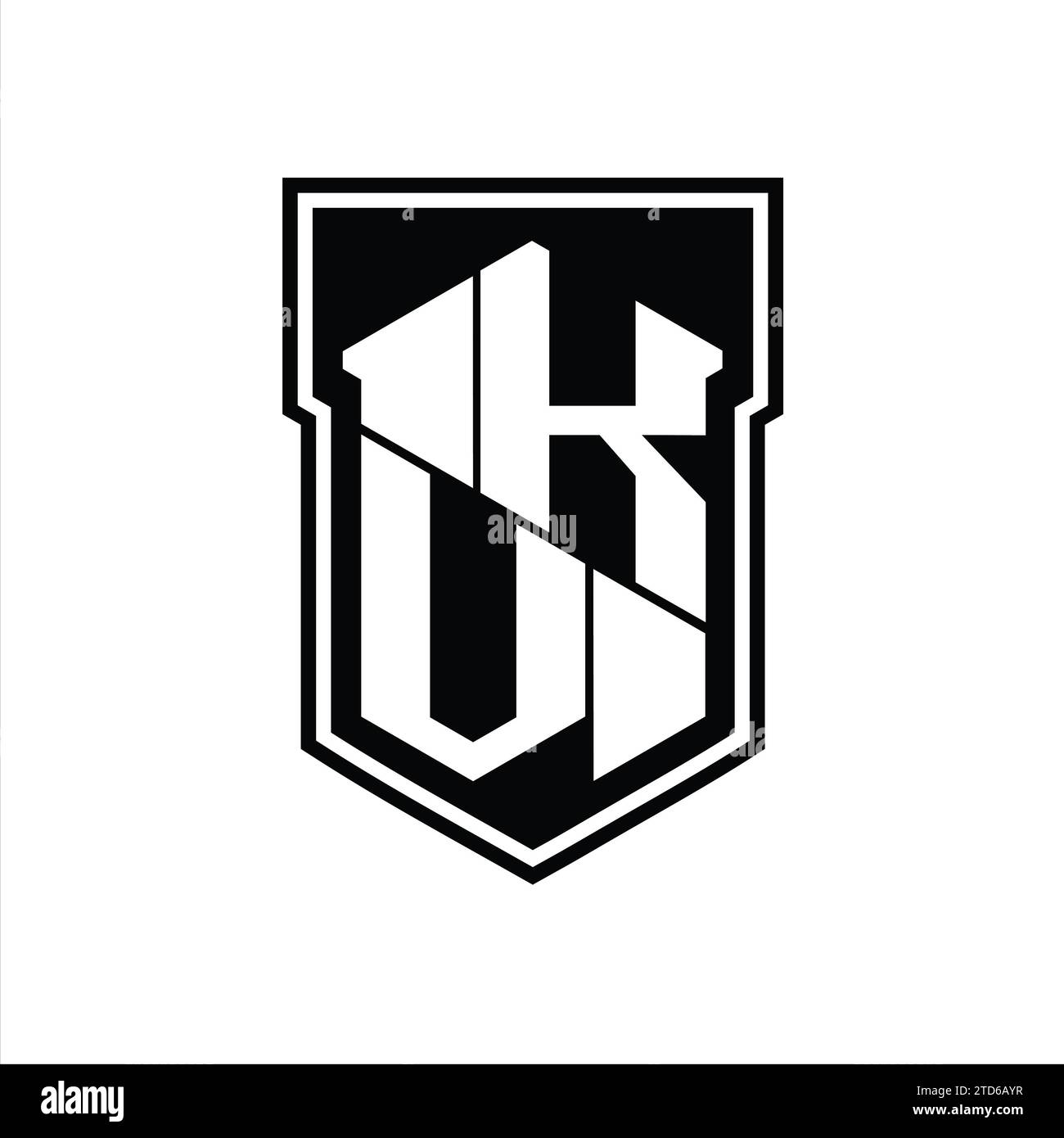 KV Letter Logo monogram hexagon geometric up and down inside shield isolated style design ...
