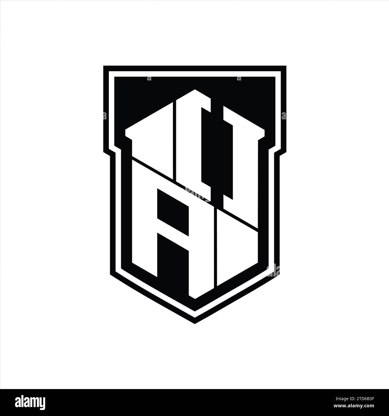 OA Letter Logo monogram hexagon geometric up and down inside shield ...