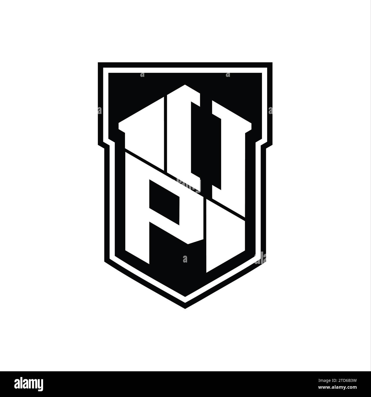 OP Letter Logo monogram hexagon geometric up and down inside shield isolated style design ...