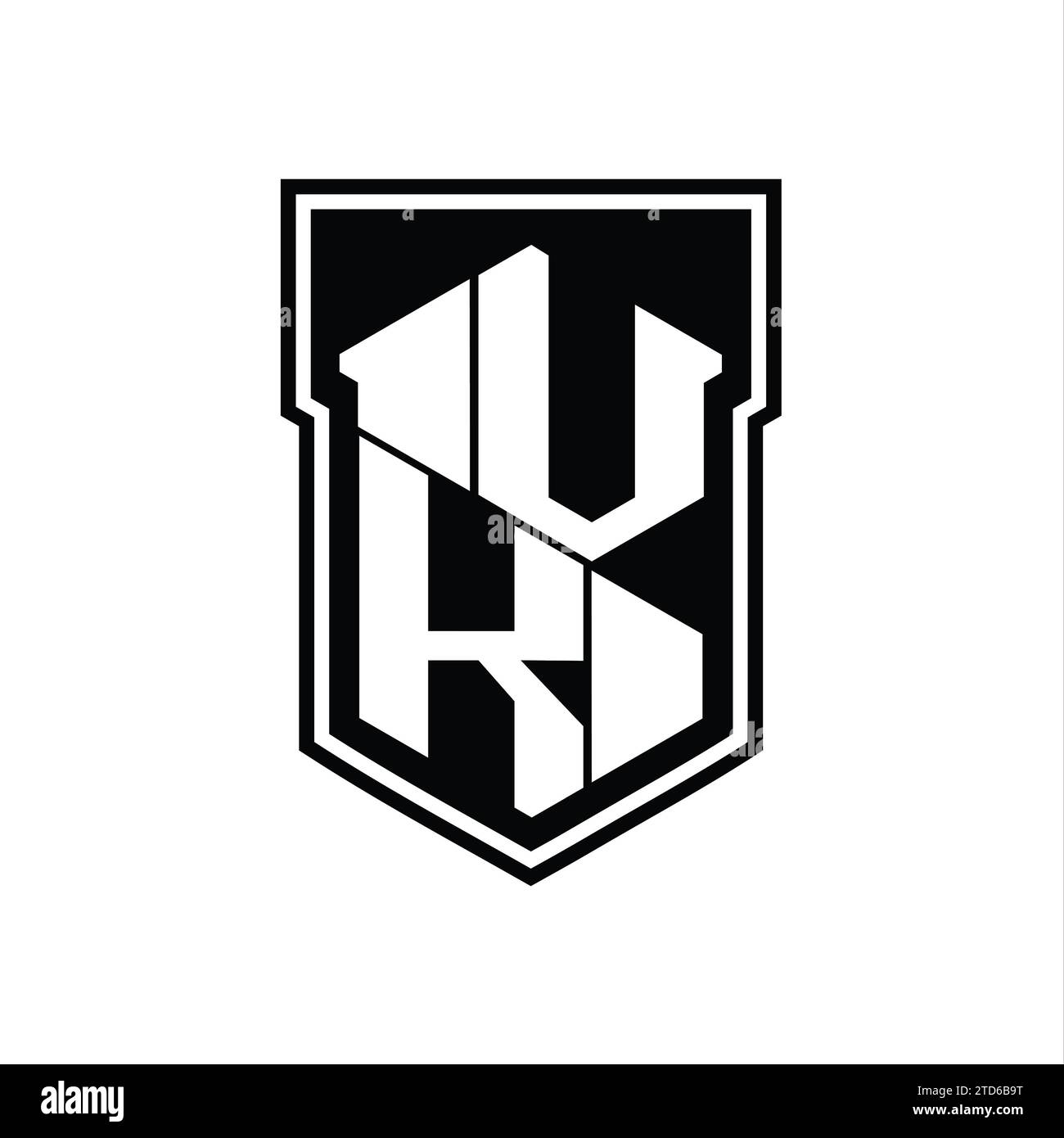 VK Letter Logo monogram hexagon geometric up and down inside shield ...